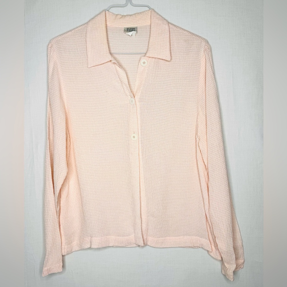 Eileen Fisher Light Pink Button Down Collar Shirt Tex… - Gem